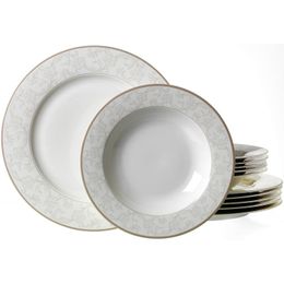 Ritzenhoff & Breker Tafelservice &raquo;Teller Set, Geschirr-Set ISABELLA&laquo; extravagantes Design, 12 Teile, f&uuml;r 6 Personen wei&szlig; Porzellan 12 Stk.