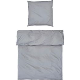 M&ouml;ve Bettw&auml;sche &raquo; Luxury Bettw&auml;sche Set&laquo; 2 Stk. mit elegantem Zierstick grau Satin, Obermaterial: 100% Baumwolle B/L: 155cm x 220cm, Satin, B/L: 80cm x 
