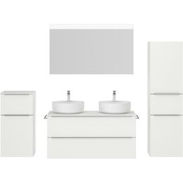 Nobilia Badm&ouml;bel-Set &raquo;Alvene&laquo; vormontiert, mit Soft-Close, 4 Stk. tlg. wei&szlig; B/H/T: 230cmcm x 184,2cmcm x 48,5cmcm, Griffe edelstahlfarbig