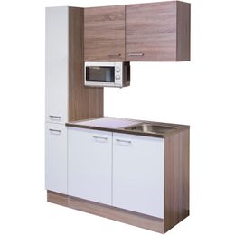Flex-Well Pantryk&uuml;che &raquo;Samoa&laquo; Gesamtbreite 130 cm, mit Apothekerschrank und Mikrowelle etc. wei&szlig; B/H/T: 130cm x 200cm x 60cm