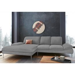 W.Schillig Ecksofa &raquo;enjoy&MORE, Designsofa, elegant und bequem, L-Form&laquo; mit Sitztiefenverstellung, F&uuml;&szlig;e Chrom gl&auml;nzend, Breite 310 cm grau Chenille-