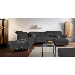 Home Affaire Wohnlandschaft &raquo;Manhattan U-Form&laquo; 2 Sitze mit elektrischer Relaxfunktion, verstellbare Armlehnen grau Luxus Microfaser2 (90% Polyester, 