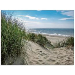 Artland Glasbild &raquo;D&uuml;nenlandschaft im Sommer an der Nordsee&laquo; Strand 1 Stk. tlg. in verschiedenen Gr&ouml;&szlig;en gr&uuml;n B/H/T: 60cm x 45cm, Glasbild Strand Querformat, 1 
