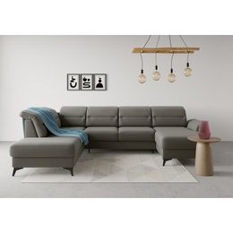 Sit & More sit&more Wohnlandschaft &raquo;Sinatra U-Form&laquo; optional mit Kopfteilverstellung und Armteilfunktion, Metallf&uuml;&szlig;e braun 100% Polyester B/H/T: 326cm x 85cm x 