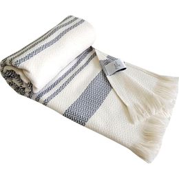 Framsohn frottier Hamamtuch &raquo;Boho Living - Zick Zack Muster&laquo; 100x180, zick zack & mit Fransen, ideal als Strandtuch, Sauna, Reise grau Hamam Frottier,