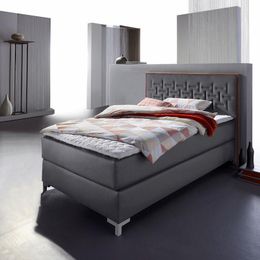 Home Affaire Boxspringbett &raquo;Coos&laquo; mit besonderer Steppung im Kopfteil, 3 Matratzenarten, 2 H&auml;rtegrade grau Bezug Topper 100% Polyester;Kunstleder 