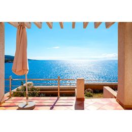 papermoon Fototapete &raquo;Terrace with a Sea View&laquo; glatt bunt Vlies B/L: 5m x 2,8m, Bahnen: 10 Stk.