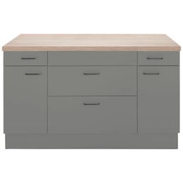 Optifit K&uuml;cheninsel &raquo;Elga&laquo; ohne E-Ger&auml;te, mit Soft-Close-Funktion, Stellbreite 160 x 95 cm grau B/H/T: 160cm x 95cm