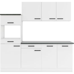 Optifit K&uuml;chenzeile &raquo;Palma&laquo; Breite 210 cm, wahlweise mit E-Ger&auml;ten, seitenverkehrt stellbar wei&szlig; B/H/T: 210cm x 60cm, ohne E-Ger&auml;te