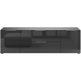 Lowboard &raquo;mit Chrom oder Schwarz matten Metallgriffen&laquo; mit Glasfronten, in zwei Breiten verf&uuml;gbar, 180 cm oder 225 cm schwarz Glas, Holzwerkstoff, 