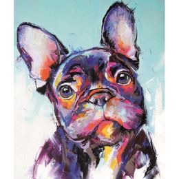 Leinwandbild &raquo;Wandbild BUNTE BULLDOGGE XXL 118x140 cm &ndash; Leinwandbild Keilrahmen Deko&laquo; Haustiere Hundebilder 1 Stk. tlg. auf Keilrahmen gespannt bunt 