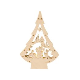 SAICO Original LED Schwibbogen &raquo;LED-Lichterbaum, Schneemann&laquo; f&uuml;r Batteriebetrieb, Timer, LED-Stripe, warmwei&szlig;, BxHxT: 20,5x30x4 cm Holz teilmassiv B/H