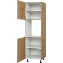 KOCHSTATION Backofenumbauschrank &raquo;KS-Trea SB-195-3&laquo; mit zwei T&uuml;ren und zwei Einlegeb&ouml;den, H&ouml;he 195 cm braun eiche astig, B/H/T: 60cm x 195cm x 56cm, 