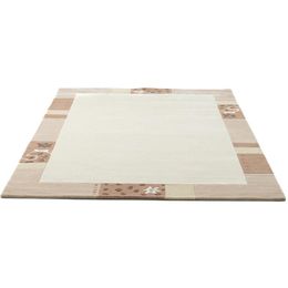 Theko Wollteppich &raquo;Royal Ganges&laquo; rechteckig 13 mm H&ouml;he 95% Wolle, mit Bord&uuml;re, ideal im Wohnzimmer & Schlafzimmer beige Viskose, Wolle B : 60cm 1 Stk.