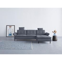 OTTO home Ecksofa &raquo;Birkholm L-Form&laquo; Armlehnverstellung, auch in Easy Clean Bezug - mit Wasser zu reinigen grau 100% Polyester B/H/T: 267cm x 83cm x 