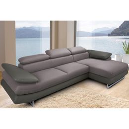 COTTA Ecksofa &raquo;Solution L-Form&laquo; mit Arm- & Kopfteilverstellung, wahlweise mit Schlaffunktion grau B/H/T: 270cm x 73cm x 167cm, Kunstleder SOFTLUX 