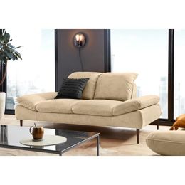 W.Schillig 2-Sitzer &raquo;enjoy&MORE&laquo; Sitztiefenverstellung, F&uuml;&szlig;e bronze pulverbeschichtet, Breite 202 cm beige Chenille-Flachgewebe R66 (85% Polyester, 15