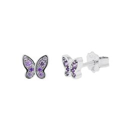Tom Tailor Damen Tom Tailor Paar Ohrstecker &raquo;Schmetterling-Motiv&laquo; mit Zirkonia (synth.) lila Silber 925 (Sterlingsilber)