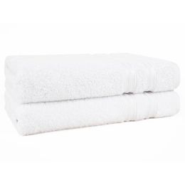 HAMMETEX Duschtuch &raquo;2er Set Badet&uuml;cher 70x140 cm, 100% Baumwolle, Weich & Saugstark&laquo; mit Bord&uuml;re, einfarbig, weich wei&szlig; Frottier, Baumwolle B/L: 