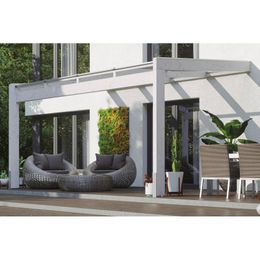 Skan Holz Terrassendach &raquo;Novara&laquo; BxT: 450x359 cm wei&szlig; Fichtenholz, Leimholz, Polycarbonat (PC) B/H/T: 450cm x 287cm x 359cm, farbig lasiert