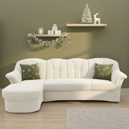 DOMO collection Ecksofa &raquo;FLORES Schlafsofa, 233x142x86 cm, L-Form&laquo; whlw. mit Bettfunktion, whlw. mit Federkern beige 100% Polyester B/H/T: 233cm x 