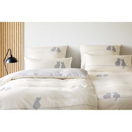 Elegante Bettw&auml;sche &raquo;You & Me&laquo; 2 angenehmes Hautgef&uuml;hl beige Mako-Satin, Obermaterial: 100% Baumwolle B/L: 155cm x 220cm, 1 Stk., 1 Stk., Mako-Satin, B/L: 80cm