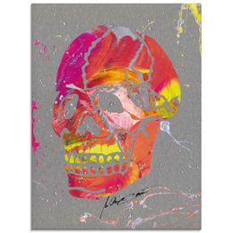 Artland Glasbild &raquo;Totenkopf 2&laquo; K&ouml;rper 1 Stk. tlg. in verschiedenen Gr&ouml;&szlig;en orange B/H/T: 45cm x 60cm, Glasbild K&ouml;rper Hochformat, 1 Stk.