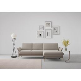 Sit & More sit&more Ecksofa &raquo;Fashion L-Form&laquo; wahlweise mit Kopfteilverstellung, Vorziehsitz, motorisch, Nickelf&uuml;&szlig;e braun B/H/T: 253cm x 84cm x 165cm, Chenille, 