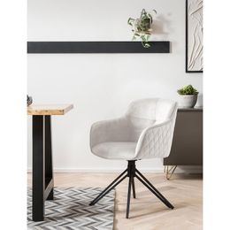 Salesfever Armlehnstuhl &raquo;Stilvoller Esszimmerstuhl&laquo; () mit 360&deg; Drehfunktion beige Metall, Polyester B/H/T: 59cm x 83cm x 60cm, Samtoptik Samtoptik, 