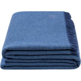 ZOEPPRITZ1828 Wohndecke &raquo;Must Relax&laquo; klassisches unifarbenes Plaid aus dicker reiner Schurwolle blau Wolle B/L: 130cm x 190cm