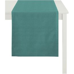 Apelt Tischl&auml;ufer &raquo;Arizona, Uni-Basic&laquo; Leinenoptik blau Leinen, Polyester B/L: 44cm x 140cm, 1 Stk., rechteckig