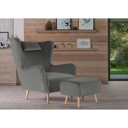 Home Affaire Sessel &raquo;Telford auch in Fellimitat, Sessel B/T/H: 77/92/106 cm&laquo; wahlweise mit und ohne Hocker, in vielen Bezugsqualit&auml;ten, Ohrensessel 