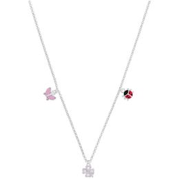 Prinzessin Lillifee Damen Kette mit Anh&auml;nger &raquo;Schmetterling/Kleeblatt/Marienk&auml;fer&laquo; mit Emaille - mit Zirkonia (synth.) rosa Silber 925 (Sterlingsilber