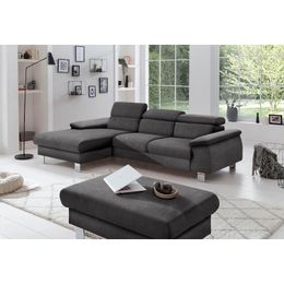 COTTA Ecksofa &raquo;Komaris L-Form, B: 244 cm&laquo; mit Kopfteilverstellung, optional Schlaffunktion, Bettkasten & Licht Microfaser PRIMABELLE (100% Polyester);