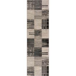 OTTO home Teppich &raquo;Beliz&laquo; rechteckig 9 mm H&ouml;he mit Konturenschnitt, Kurzflor, 3D-Design, mit Fransen, Wohnzimmer grau Kunstfaser B : 90cm 1 Stk., 9mm,
