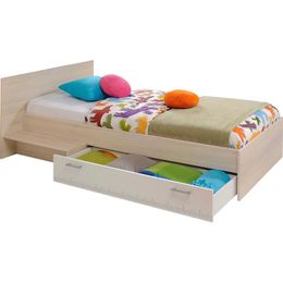 Parisot Jugendbett &raquo;Charly&laquo; Einzelbett, mit Bettschubkasten und Ablagefl&auml;che wei&szlig; Alufarbene Griffe aus Kunststoff;Beschl&auml;ge aus Metall Liegefl&auml;che L&auml;nge B: 