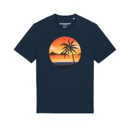 Watapparel Shirt 'Sunset on palm beach' male size 5XL Dark blue / Mixed colors