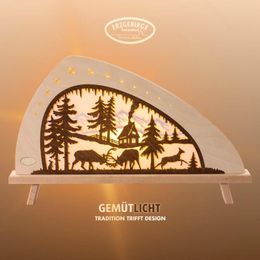 Weigla LED Lichterbogen &raquo;Rotwild, Holz Schwibbogen, Dekoleuchte, Herbstdeko, Made in Germany&laquo; 1 Stk. Erzgebirge garantiert, Weihnachtsdeko Innen, 