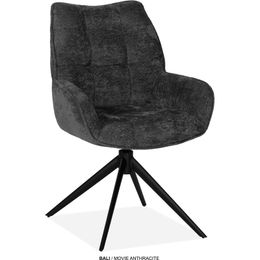OMG Design Esszimmerstuhl &raquo;Bali&laquo; (Set) 1 Stk.Drehstuhl mit auto-return, Armlehnenstuhl grau Polyester B/H/T: 61cm x 91cm x 64cm, 1 Stk., Stoff 