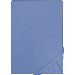 Spannbettlaken &raquo;Jersey in Gr. 90x200, 140x200 oder 180x200 cm&laquo; aus Baumwolle, f&uuml;r Matratzen bis 22 cm H&ouml;he, Bettlaken, Spannbetttuch blau Jersey, 