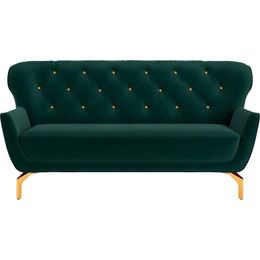 Sit & More sit&more 3-Sitzer &raquo;Orient 3&laquo; inkl. 2 Zierkissen mit Strass-Stein, goldfarbene Metallf&uuml;&szlig;e gr&uuml;n 100% Polyester B/H/T: 183cm x 89cm x 88cm, Samtoptik