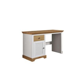 OTTO home Schreibtisch &raquo;Ayanna&laquo; Massivholz, mit Schublade und T&uuml;r, Lamellenfront, Breite 130 cm wei&szlig; B/H/T: 130cm x 76cm x 50cm