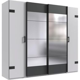 wimex Schwebet&uuml;renschrank &raquo;Stockholm, Schlafzimmerschrank mit Industrial-Look, rustikale Optik&laquo; Kleiderschrank mit Spiegel BESTSELLER Schrank Garderobe wei&szlig;