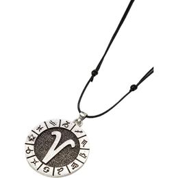 Firetti Herren Kette mit Anh&auml;nger &raquo;Schmuck Geschenk Edelstahl Leder Halsschmuck Halskette Sternzeichen&laquo; Made in Germany - mit Similistein wei&szlig; Widder,
