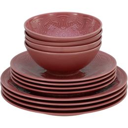 Creatable Teller-Set &raquo;Orient Mandala&laquo; Teller Set, Speiseteller, Dessertteller und Schalen im Set rot Porzellan 12 Stk.