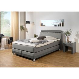 Home Affaire Boxspringbett &raquo;Rocklin&laquo; in H2, H3 oder H4 erh&auml;ltlich grau Kunstleder Struktur (100% Polyester), Liegefl&auml;che B/L: 140cm x 200cm, Gewicht 