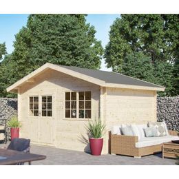 Kiehn-Holz Gartenhaus &raquo;Gipsberg 1&laquo; beige Holzwerkstoff Fu&szlig;boden im Gartenhaus, Dachschindeln