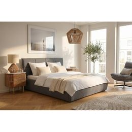 ATLANTIC HOME COLLECTION Polsterbett &raquo;Narin in verschiedenen Gr&ouml;&szlig;en&laquo; modernes gepolstertes Kopfteil mit stillvollen Akzenten grau 100% PES Liegefl&auml;che