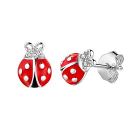 Firetti Damen Paar Ohrstecker &raquo;Schmuck Geschenk Silber 925 Ohrschmuck Ohrringe Marienk&auml;fer&laquo; mit Zirkonia (synth.) rot Silber 925 (Sterlingsilber)