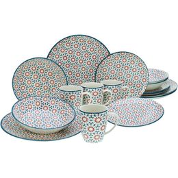 Creatable Kombiservice &raquo;Stella&laquo; orientalisch mediterraner Stil bunt Steingut 16 Stk.